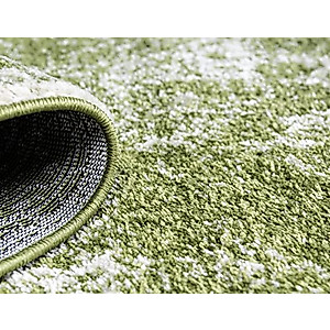 Unique Loom Bromley Collection Area Rug - Wells (3' Round, Green/ Ivory)