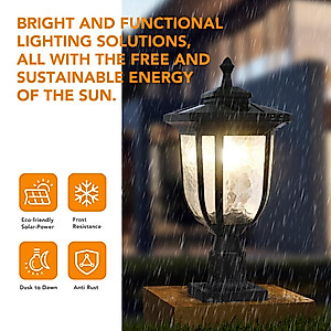 KMC KMC IGHTING ST4322Q Solar Lamp Post Lights Solar Post Lights Post Solar Lights 120 Lumen Die-Casting Aluminum with 3-Inch Fitter Base Black Pier Mount for Outdoor Garden Post Pole Landscape Yard