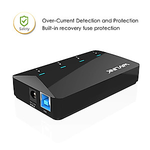 USB Powered Charging Hub,Wavlink USB Hub with 4 USB 3.0 Data Ports and 1 USB Smart Charging Port up to 2.4A,12V/2A Power Adapter, USB Splitter Support for Laptop,PC,Mac,Windows