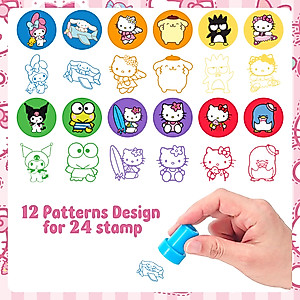 Kawaii Friends Party Decorations, 24pcs Theme Stamps Kawaii Birthday Party Favors, Classroom Rewards Prizes, Kawaii Cartoon Goodie Bag Stuffers for Kawaii Birthday Decorations
