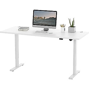 Lift it, Electric Sit Stand/Height Adjustable Desk for Office or Home with Effortless Touch Up/Down Control, Brite White Top with White Frame