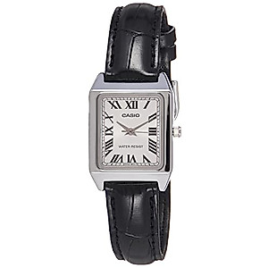 Casio LTP-V007L-7B1 Women's Rectangular Leather Strap Silver Roman Dial Dress Watch