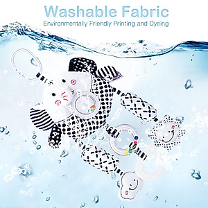 AUYYOSK 2PCS Soft Rattles for Baby,Black and White High Contrast 0-3 Months Newborn Toys,Baby Toys 0-6 Months,Infant Toys 0 3 6 12 Months