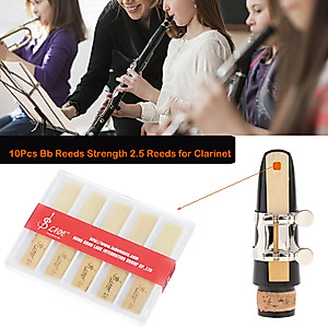 Clarinet Reed 2.5, Bb Clarinet Reeds Strength 2.5 with Plastic Case, 2.5 Clarinet Reeds, Pack of 10