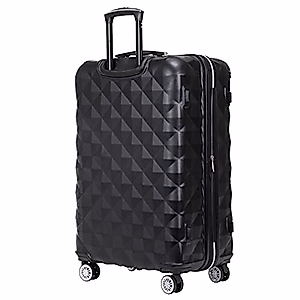 Kenneth Cole Reaction Diamond Tower Luggage Lightweight Hardside Expandable 8-Wheel Spinner Travel Suitcase, Black, 28-Inch Checked