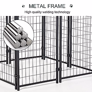 PawHut 8' x 4' x 6' Dog Playpen Outdoor, Dog Kennel Dog Exercise Pen with Lockable Door, Water-Resistant Canopy, for Medium and Large Dogs