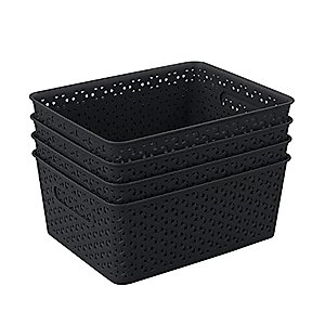 Teyyvn Plastic Storage Basket, 11.6" x 8.9" x 4.7", Pack of 4, Dark Gray