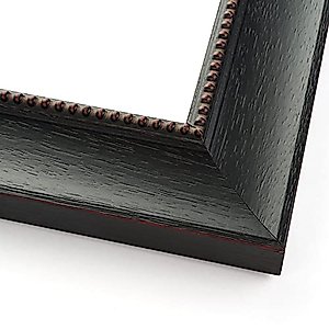 19x20 Frame Black Real Wood Picture Frame Width 2 Inches | Interior Frame Depth 0.5 Inches | Beaded Black Distressed Photo Frame Complete with UV Acrylic, Foam Board Backing & Hanging Hardware