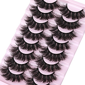 False Eyelashes Thick 20MM Lashes Mink Fluffy Volume 3D Fake Eyelashes Dramatic Full Long Faux Mink Eye Lashes Pack 8 Pairs Big Curly False Lash ALICROWN