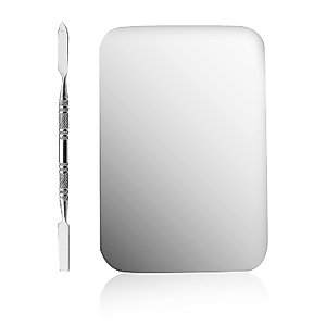 Small Stainless Steel Cosmetic Makeup Palette Spatula Rec Shape Mixing Plate Tool