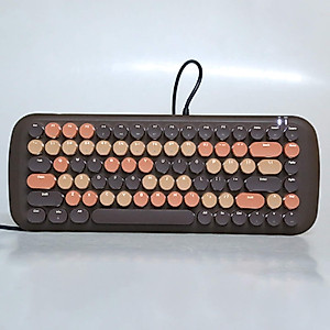 Jeankak Mechanical Wired Keyboard, Rounded Keycap Gaming Keyboard with Blue Switches, Plug and Play USB Computer Keyboards 84 Keys Retro Gaming Keyboard for Tablet/PC Gamer(01#)