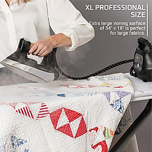 Rowenta Pro Compact Ironing Board with Hanger Rack 18 x 54 Inches Space Saving, Folding, 4 Legs IB9100,Beige