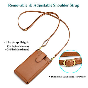 Peacocktion Small Crossbody Cell Phone Purse for Women, Lightweight Mini Shoulder Bag Wallet with Credit Card Slots (Brown)