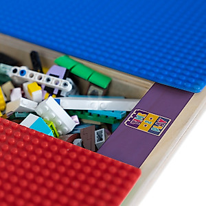 Contender Time-2-Play Kids Activity Play Table, Compatible with Lego Bricks, Extra Sturdy Birch Plywood, 35" W X 31" D, Blue & Green, 20" Legs for Ages 4-7