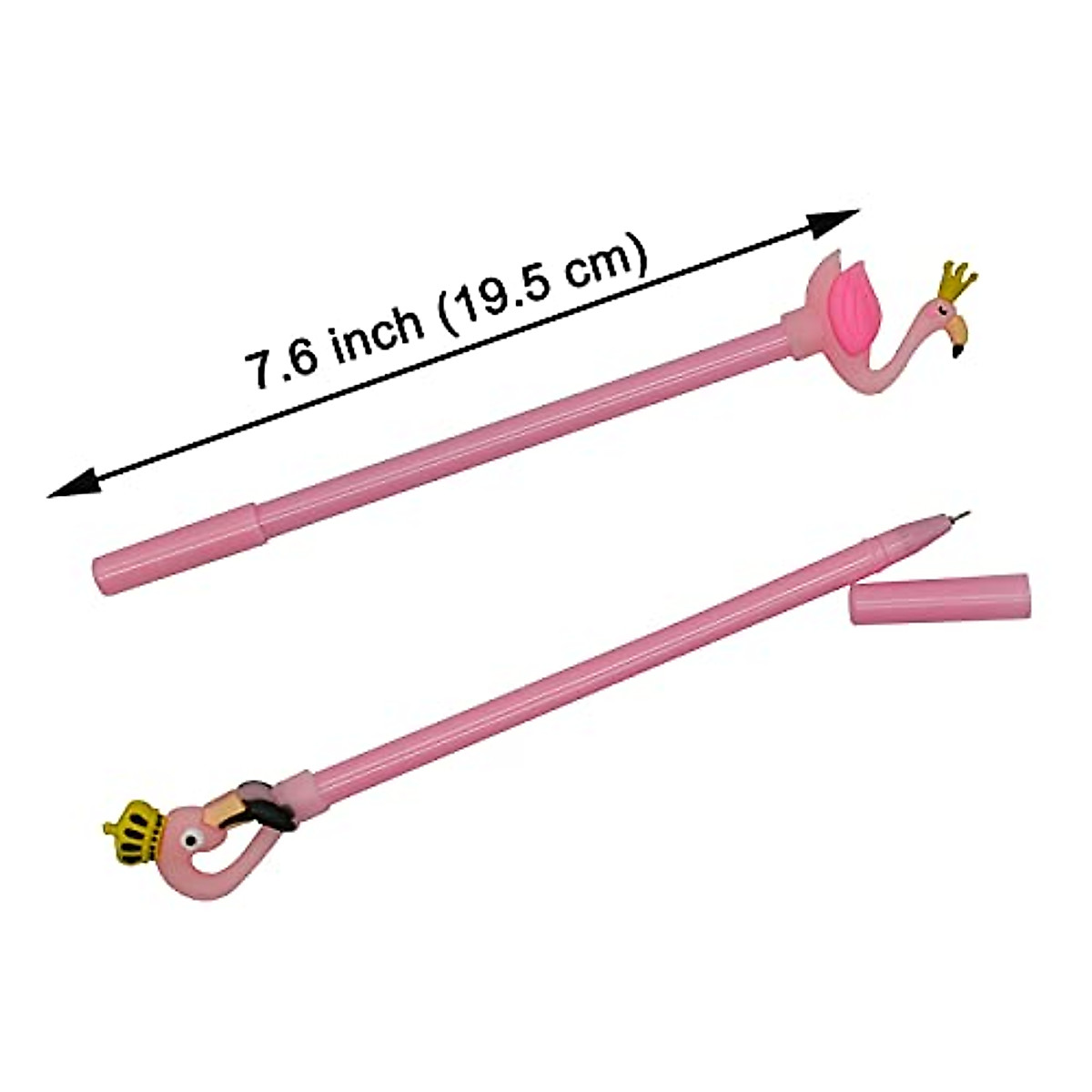 Maydahui 28PCS Crown Flamingo Shaped Rollerball Pen Black Gel Ink Pens Cute Animal Design for Office School Home