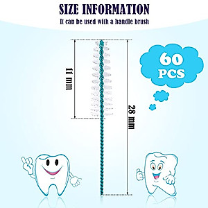 Cowwell Interdental Brush Teeth Soft Dental Picks Tooth Floss Interdental Brush Betweens Interdental Brush Refills White Refills for Tooth Cleaning (Middle, 60 Pieces)