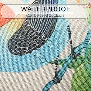 Artscope Set of 4 Decorative Throw Pillow Covers 18x18 Inches, Retro Flowers and Birds Waterproof Cushion Covers, Perfect to Outdoor Patio Garden Living Room Sofa Farmhouse Decor