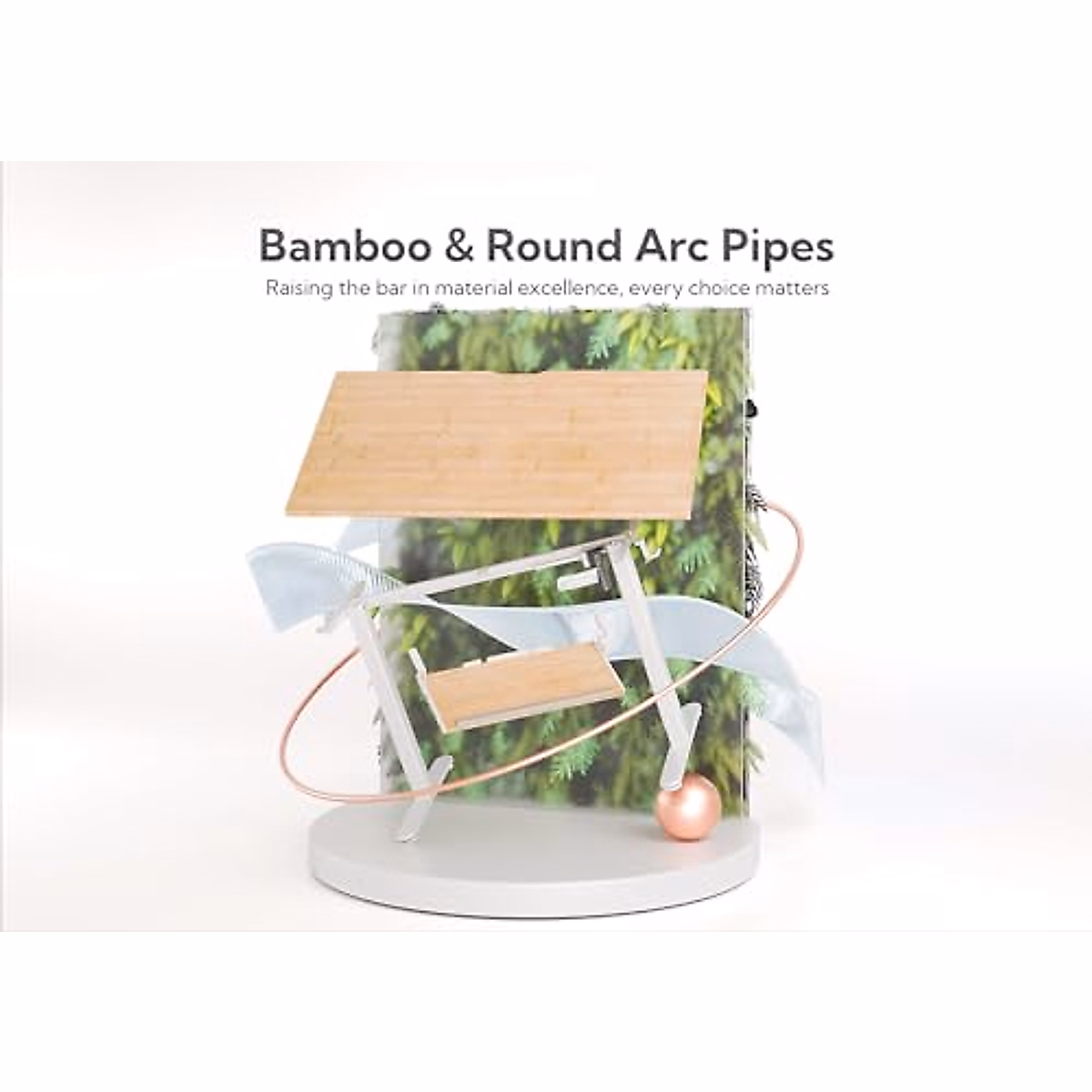 INNOVAR Bamboo Electric Standing Desk, 48×24 Inch Adjustable Desk with Keyboard Tray, Stand up Home Office Desk with Whole-Piece Board, White Frame/Bamboo Top