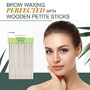 Clean + Easy Petite Waxing Sticks for Facial Waxing | Wood Applicator Spatulas for Hair Removal, 100 count