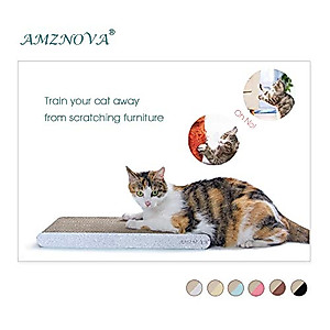 AMZNOVA Cat Scratcher, Cardboard Cat Scratchers, Durable & Recyclable Scratch Pad, Colors Series, Narrow, Glitter Silver