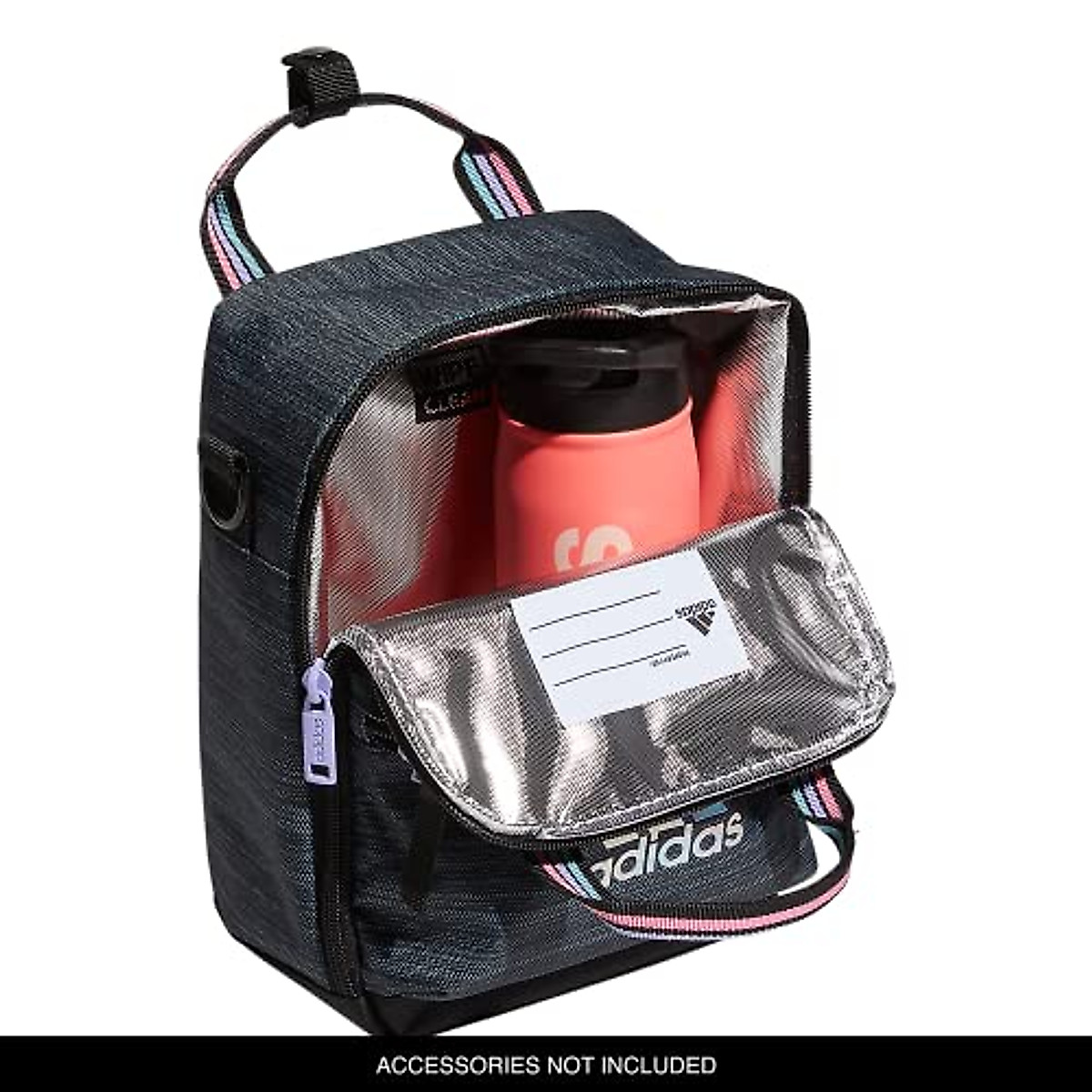 adidas Squad Insulated Lunch Bag (7L) Food Container Carry Box for Kids/Adults Discontinued, Two Tone Black/Snowglobe, One Size