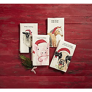 Mud Pie Farm Animal Watercolor Christmas Towel, Cow, 26" x 16.5"