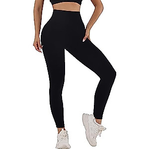 YZMJAFU Women's Seamless Scrunch Yoga Leggings Butt Lifting High Waisted Tummy Control Ruched Booty Workout Tights Pants Black