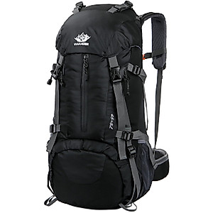 Hiking Backpack, Esup 50L Multipurpose Mountaineering Backpack with rain cover 45l+5l Travel Camping Backpack, Suitable for Climbing Skiing Outdoor Sport(Black-50L)