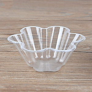 QX 60 Pieces 210ml Clear Plastic Ice Cream Dessert Bowls Disposable Flower Shape Dessert Cups Cake Snack Bowl Sundae Bowl Plastic Dessert Bowl Salad Appetizer Serving Bowl Party Favor Wedding Bowl