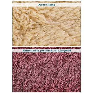 KUTTOR 3 Pairs Women's Winter Knit Plush Gloves Touch Screen Gloves Thermal Cable Knit Wool Fleece Lined Touchscreen Mittens