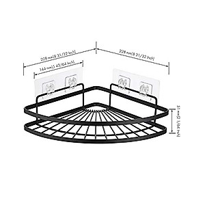 KES Shower Caddy Corner, Self-Adhesive Shower Corner Shelf, Stainless Steel Shower Organizer Matte Black 2 Pack, BSC219DF-BK-P2
