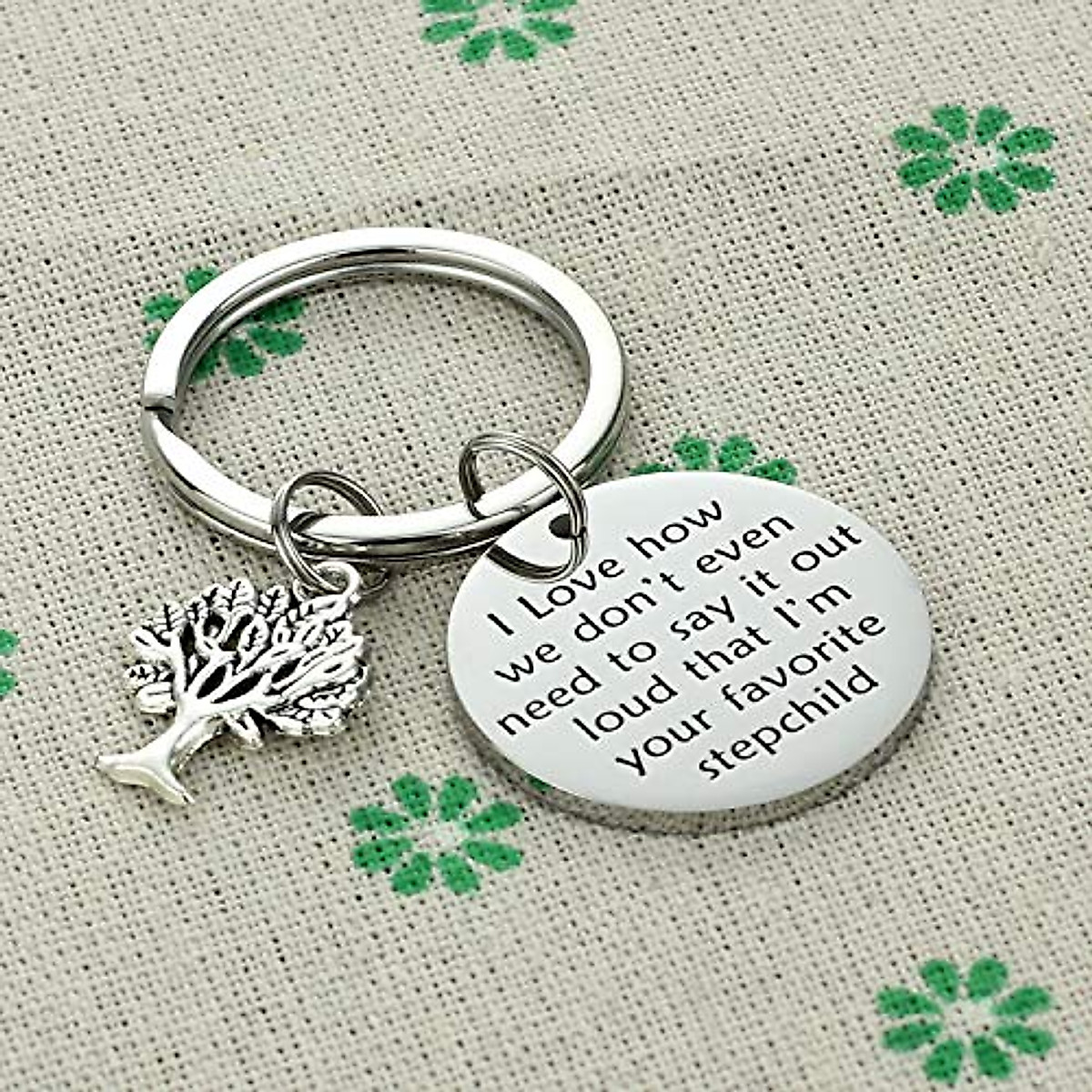 Ahaeth Jewelry Stepmom Gift Keychain Ideas for Women Men Funny Best Stepdad Keychains Gifts Stepmom Keychain