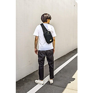 Apex Sling Bag for Men and Women, XL Sling Backpack Laptop Shoulder Bag Cross Body with 13" Laptop Sleeve, Modern Minimal Adjustable - Black