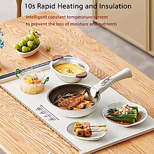 Food Warming Mat for Buffet, Adjustable Temperature, Auto Shut-Off, Full Surface Heating to Keep Food Warm, Easy to Use, Clean and Store, Electric Warming Tray for Buffets Party, Gathering, Daily Use