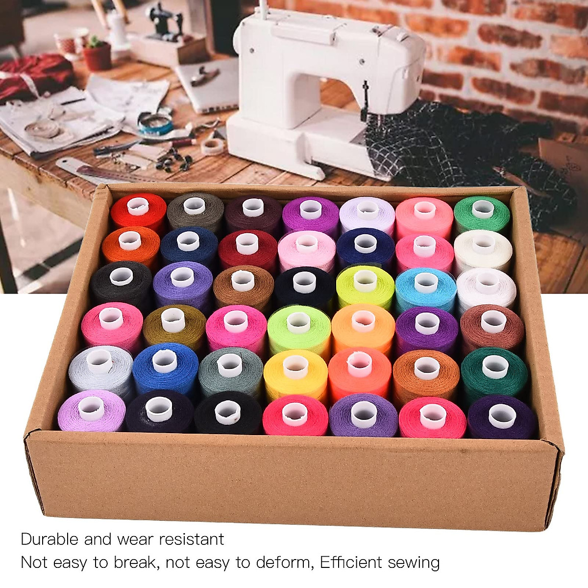 Sewing Spools Set, 42 Colors 1000 Yards Polyester Household Threads Set for Sewing Machine DIY Embroidery