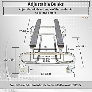HECASA Personal Watercraft Jet Ski Dolly Stand Boat Storage Trailer Vehicle Cart for Sea-Doo Yamaha Kawasaki Adjustable Carpeted Bunks W/ Four Casters & Two Brakes 1000lbs Capacity