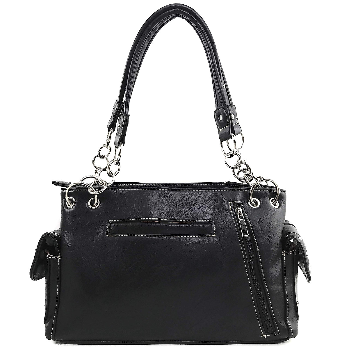 Zelris Skull Crossbones Angel Wings Heart Women Conceal Carry Handbag Wallet Set (Black)