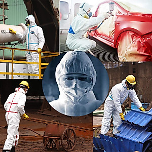 Vicogard Disposable Coverall,Safety Protective Coveralls Full Body Protective from Hazmat and Contamination,Sealed Seams with Tape,Front Zipper Elastic Cuffs & Ankles Isolation Suit with Hood