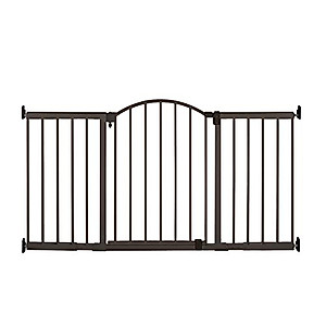 Summer Metal Expansion Extra Wide Safety Pet and Baby Gate, 44"-71" Wide, 36” Tall, Hardware Mounted for Dog and Child Safety, Fits Large Opening or Doorway, Auto Close Walk Thru Door - Bronze