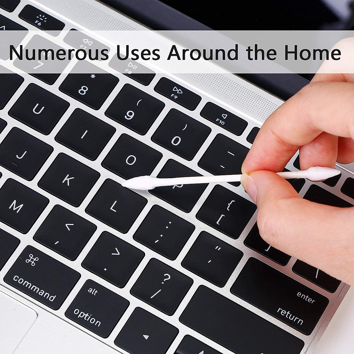 800 Pieces Cotton Swabs, Double Precision Tips with Paper Stick, 4 Packs, 200 Pieces 1 Pack (Double-Pointed Shape)