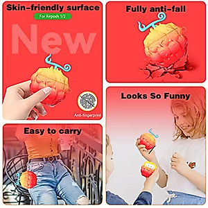 Gkv Silicone Case for Airpods 1/2 Design Fashion Unique 3D Cool Funny Cartoon Air Pods 1st/2nd Cover Cute Designer Stylish Shell Cases for Girls Boys Kids Teen for Airpods 1/2 (Red Yellow Fruit Food)