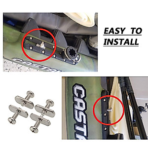 RANDDER 4 Pack Stainless Steel Kayak Rail/Track Screws & Track Nuts Hardware Gear Mounting Replacement Kit for Kayaks Canoes Boats Rail