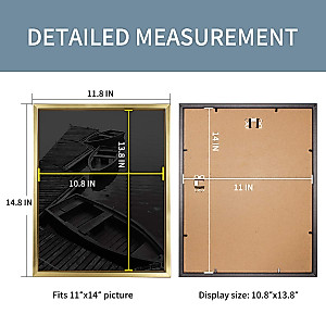 Giverny 11x14 Picture Frames, Gold Photo Frames for Wall Mounting, Simple Design Glossy Finish Frame Perfect for Home Decoration, Office, Hotel and Various Ceremonies Praties
