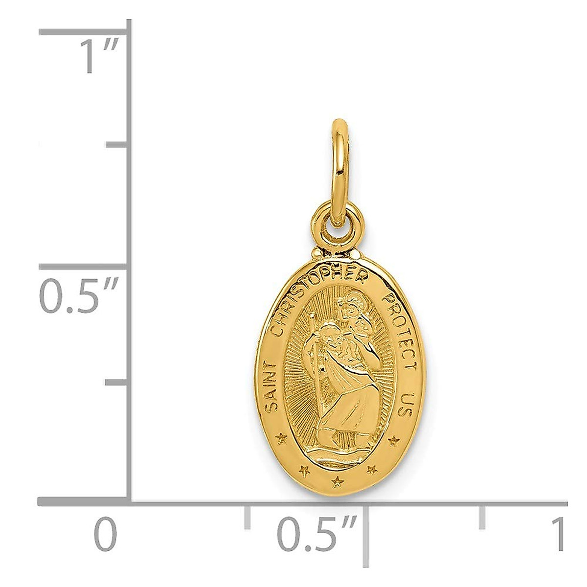 14K Yellow Gold Saint Christopher Medal Charm