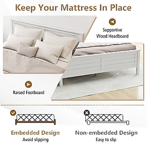 KOMFOTT Full Size Wood Bed Frame with 2 Storage Drawers, Mid Century Platform Bed Frame with Headboard, Sturdy Wooden Slats Support, Modern Mattress Foundation, No Box Spring Required, Easy Assembly