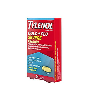 Tylenol Cold + Flu Severe Medicine Caplets for Cold, Flu, Fever, Cough & Congestion Relief, 24 ct