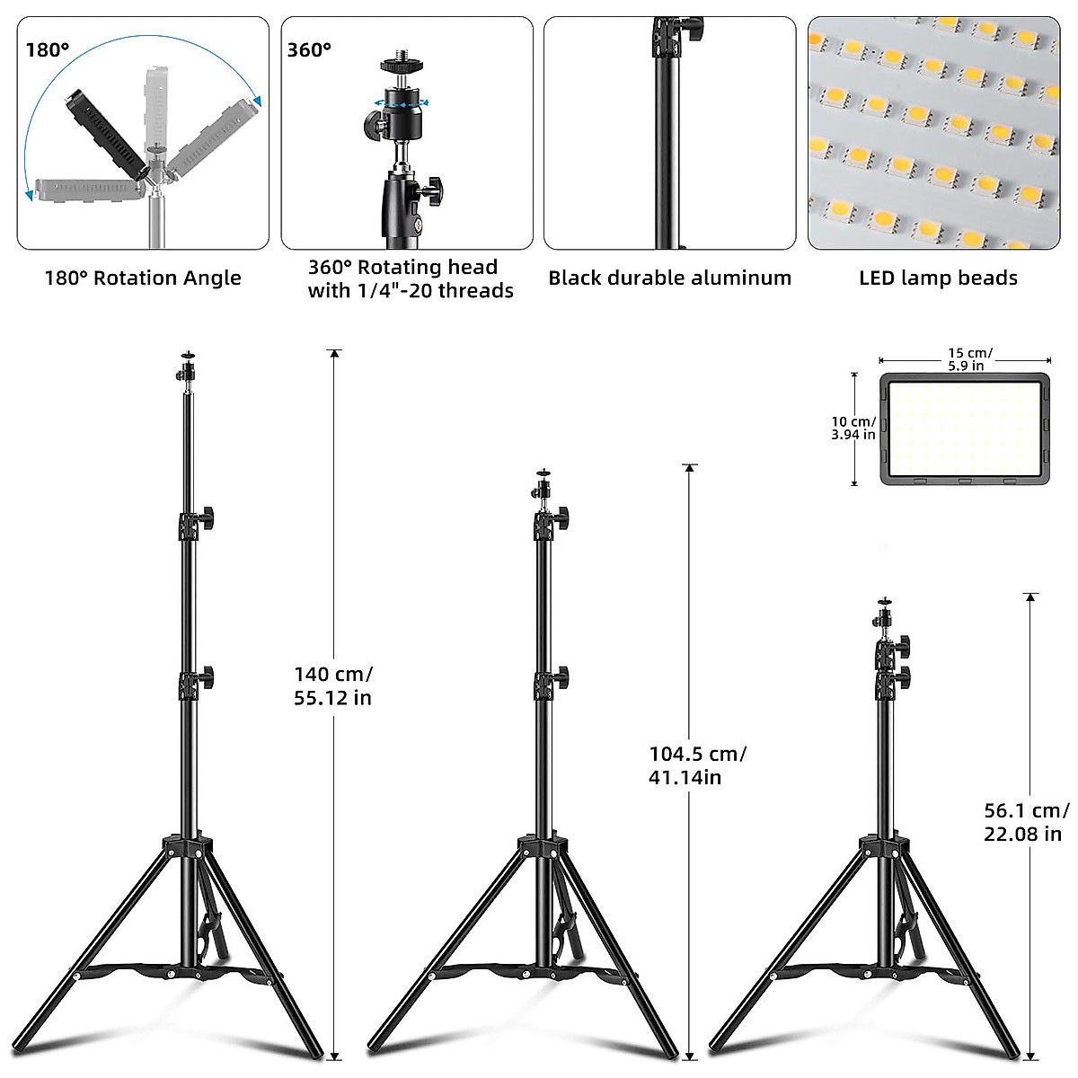 Hagibis Studio LED Video Light Kit - 9 Color Filters, Adjustable Tripod, for Photo Video Streaming