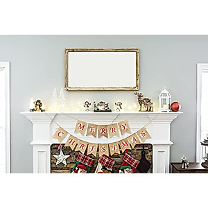 Merry Christmas Snowflake Burlap Banner - Ready to Hang Holiday Decor - Festive Christmas Seasonal Winter Decoration - Xmas Party Photo Prop Decorations - Rustic Bunting Garland by Jolly Jon