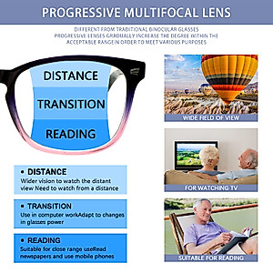 Sumkyle 3 Pack Progressive Multifocal Reading Glasses for Women Men Blue Light Blocking Computer Glasses Spring Hinge Readers(3 Mix C3, 1.50)