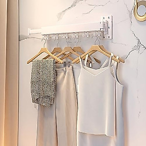 ZdwCyl Clothes Drying Rack,Laundry Space Saver Wall Mounted,Retractable,Collapsible(Tri-Fold), White Color Rack Clothing